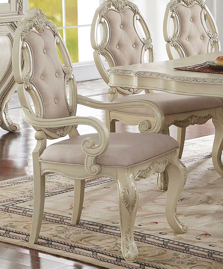 61280 Dining Table Antique White Ragenardus Collection By Acme Furniture