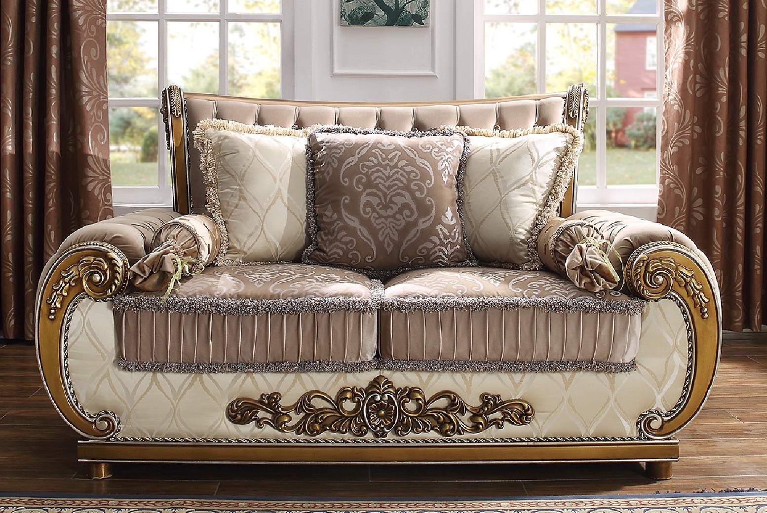 HD 25 Homey Design Upholstery Living Room Set Victorian, European ...