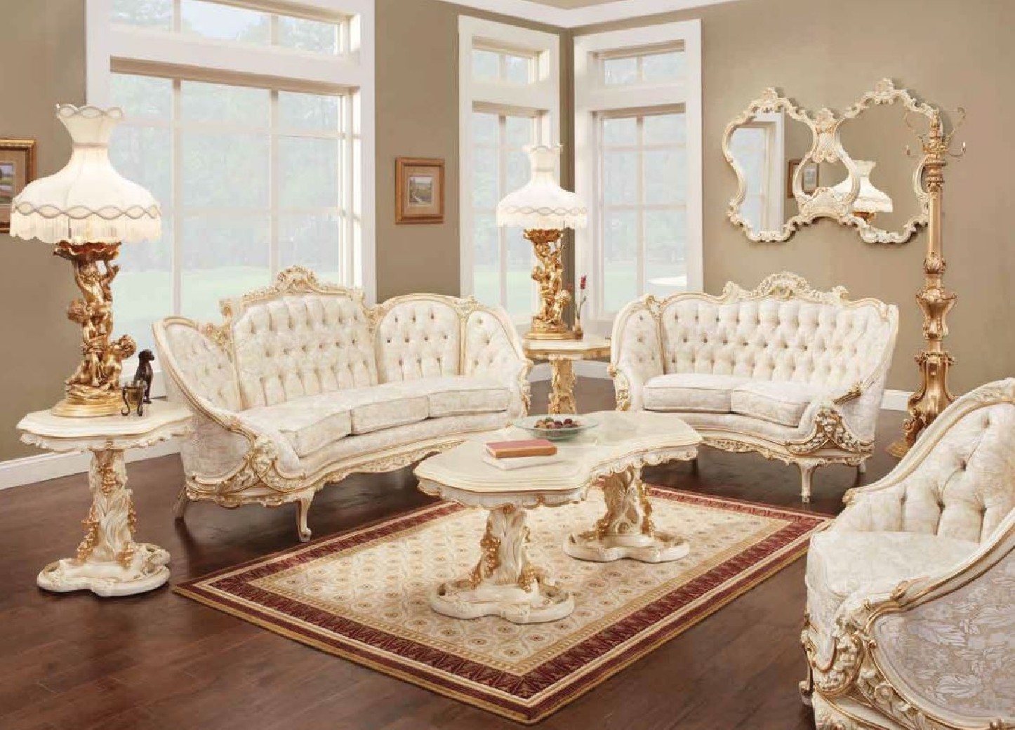 634 AJ French Provincial Style Living Room Italian Fabric By Polrey ...