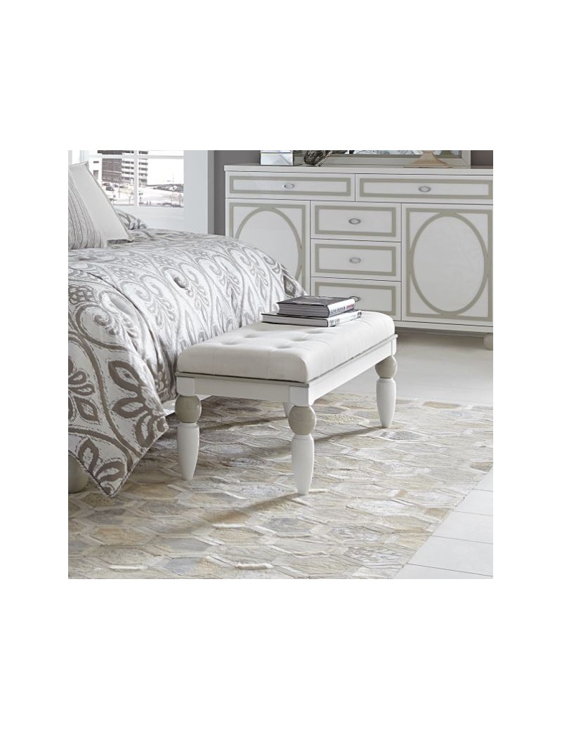 Bench White Cloud Finish Sky Tower Collection By Michael Amini