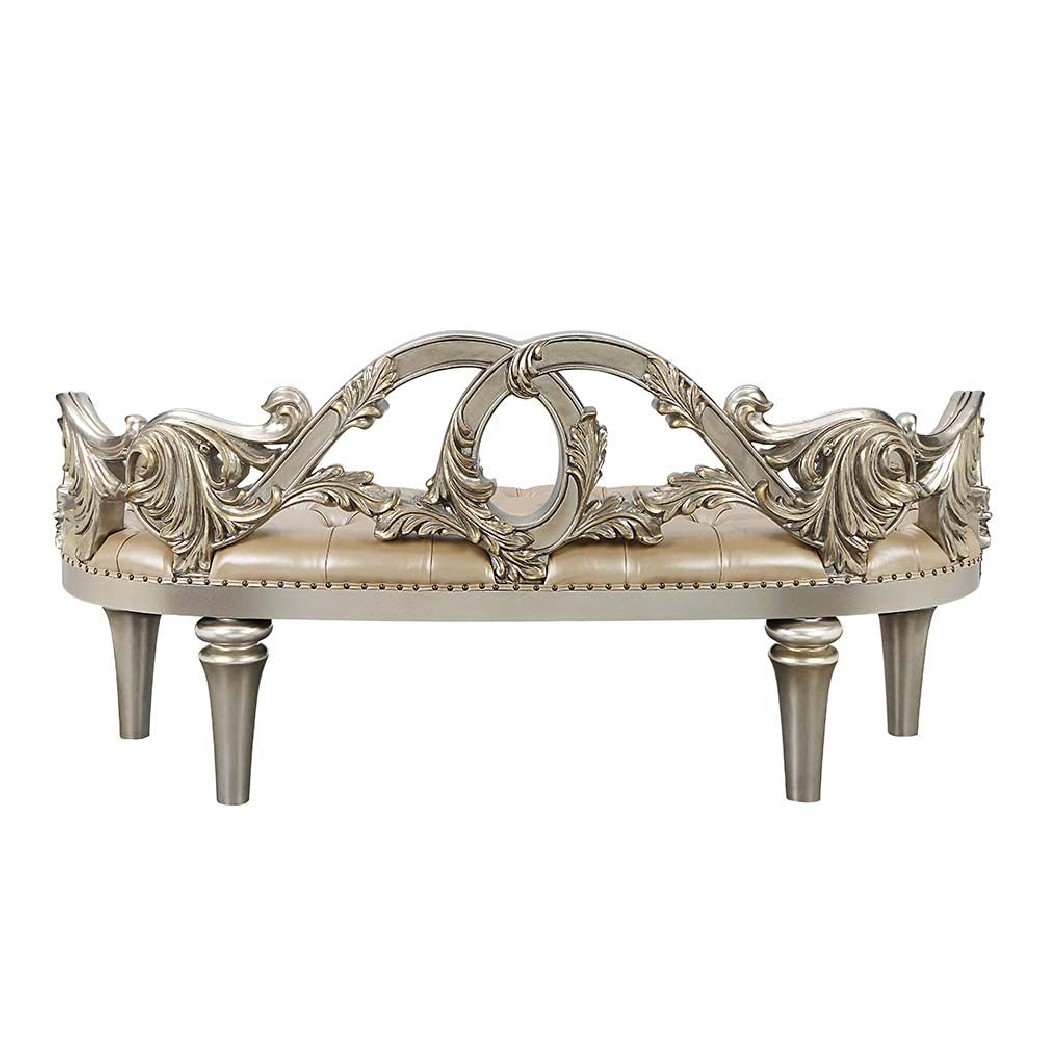 BD 01239 Lavish Classic PU Champagne & Gold Finish Bench Danae ...