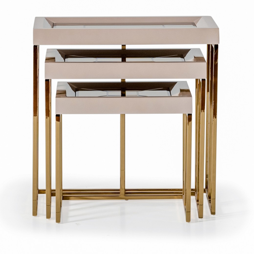 Nesting Tables Shimmer Ivory Carmela Collection By Michael Amini. LFR ...