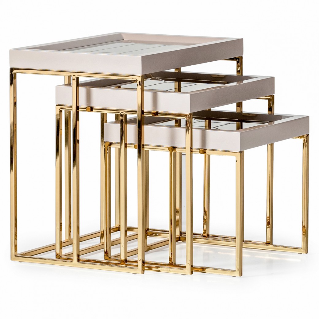Nesting Tables Shimmer Ivory Carmela Collection By Michael Amini. LFR ...