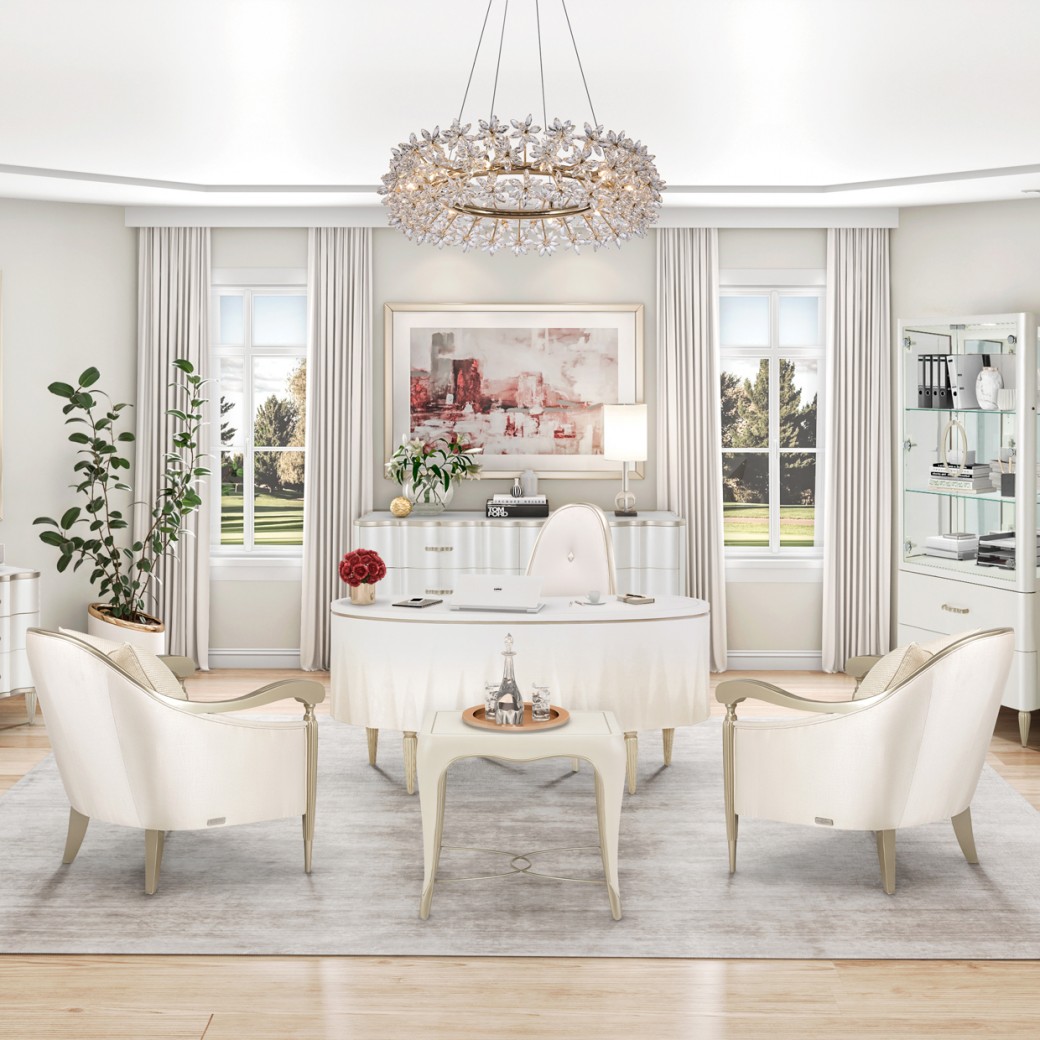 Pearl Finish Desk London Place Collection By Michael Amini