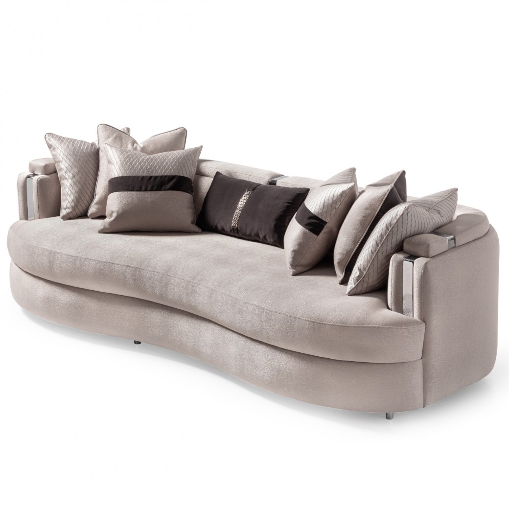 Mansion Sofa Carmela Zinc Silver Collection By Michael Amini.LFR-CRMA816-ZNC-808