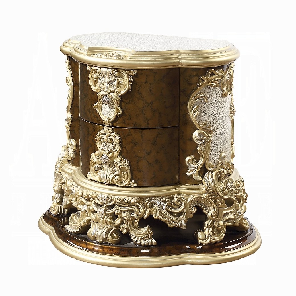 BD20003 Nightstand Antique Gold & Brown Finish Victorian Style ...