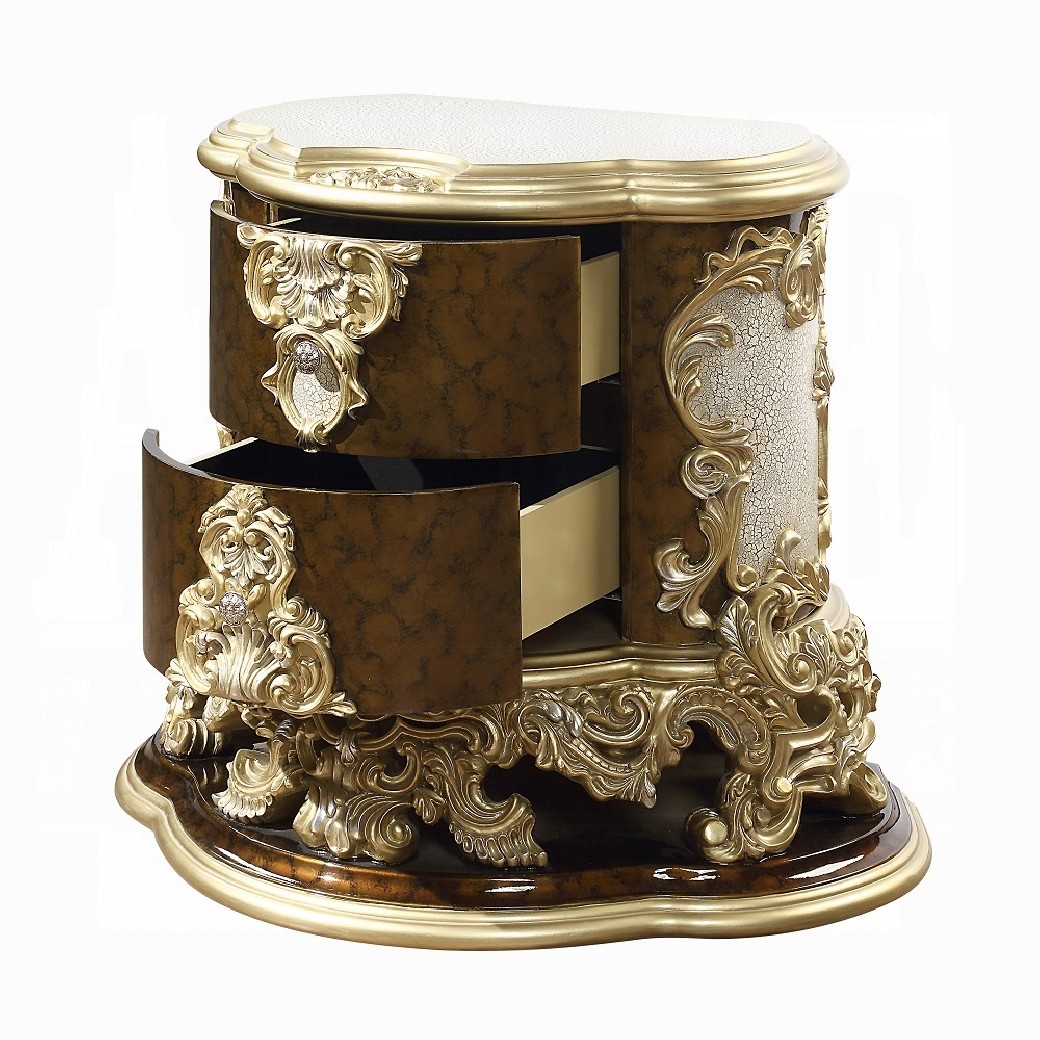 BD20003 Nightstand Antique Gold & Brown Finish Victorian Style ...