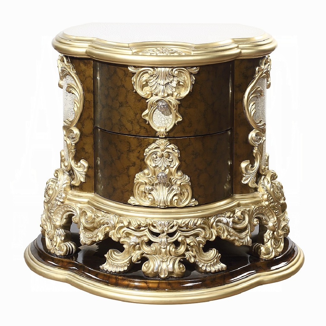 BD20003 Nightstand Antique Gold & Brown Finish Victorian Style ...