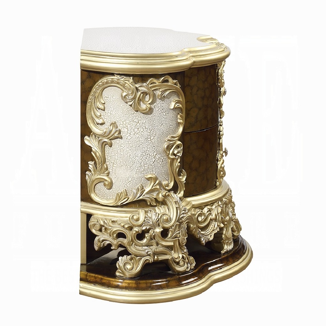 BD20003 Nightstand Antique Gold & Brown Finish Victorian Style ...