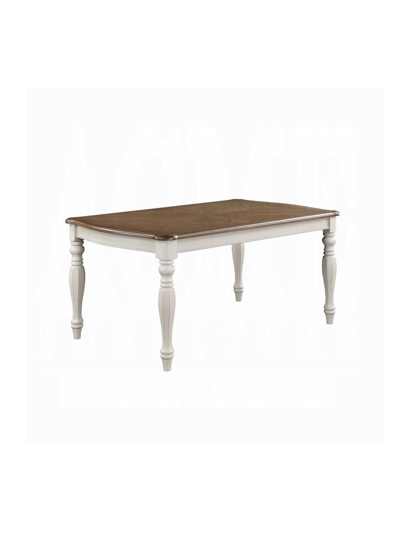 DN01657 Florian Dining Set Oak & Antique White Finish by Acme Furniture