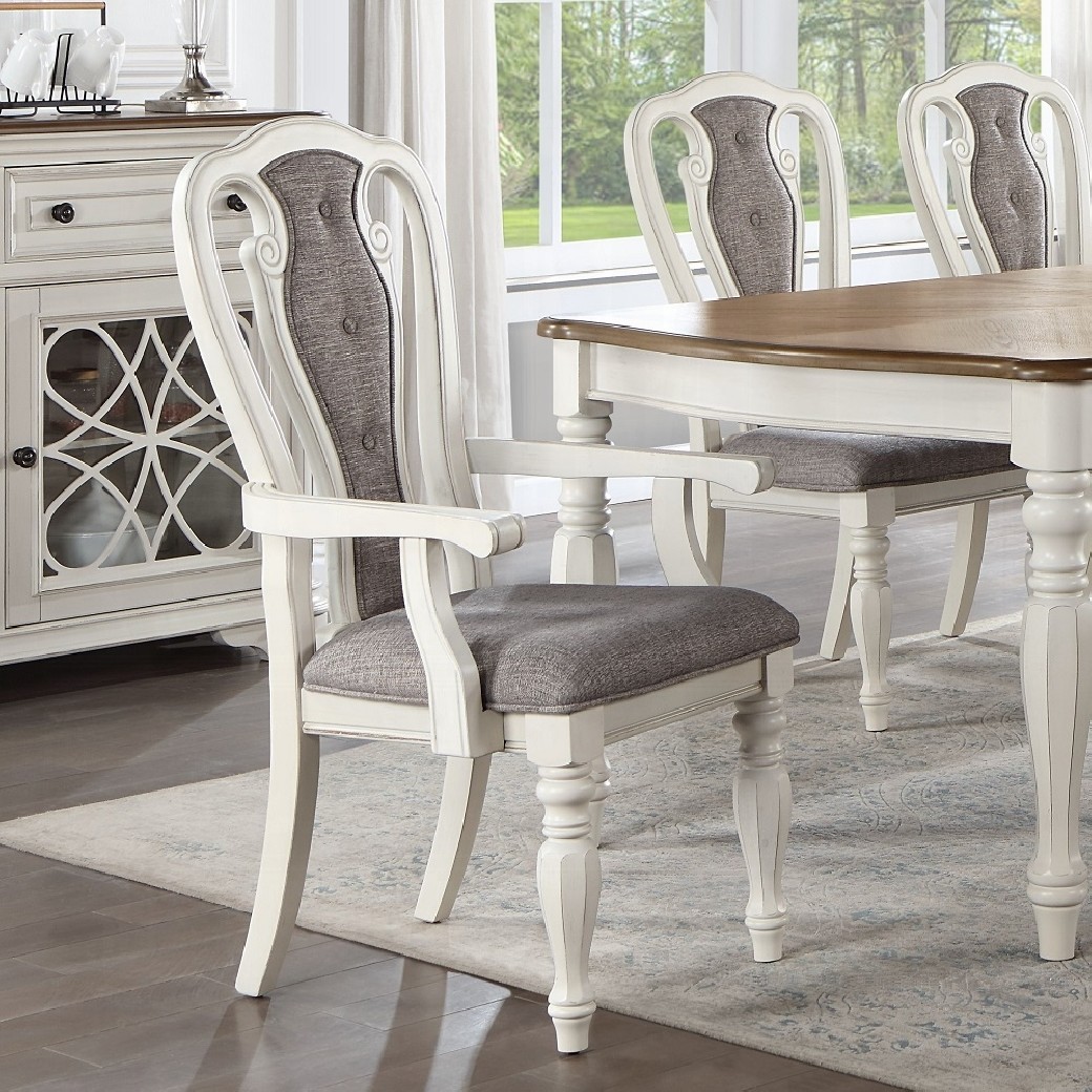 DN01657 Florian Dining Set Oak & Antique White Finish by Acme Furniture