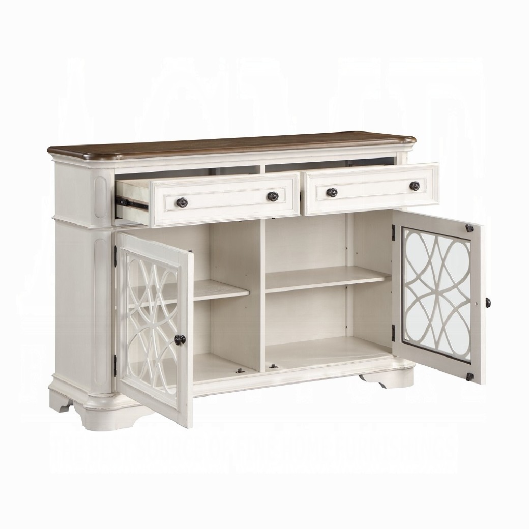 DN01657 Florian Dining Set Oak & Antique White Finish by Acme Furniture