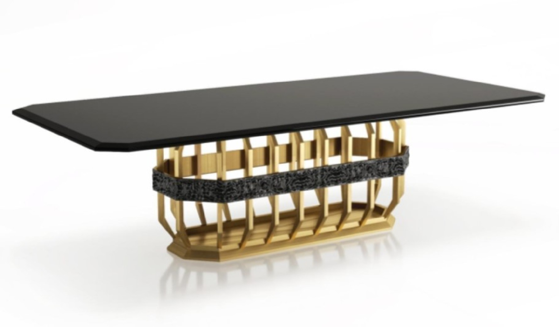 Milano Rectangular Glass Top Dining Table | Gold by Roberto Grassie