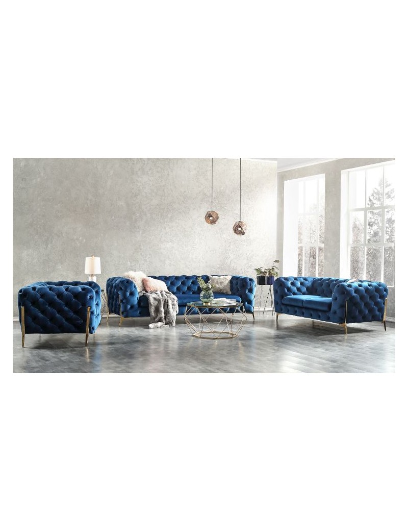 73691 Divani Casa Sheila Modern Dark Blue Fabric Sofa Set by VIG Furniture