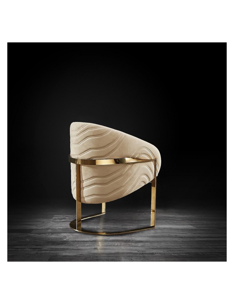 Florence Luxury & Modern Titanium Champagne Gold Dining Chair Beige ...