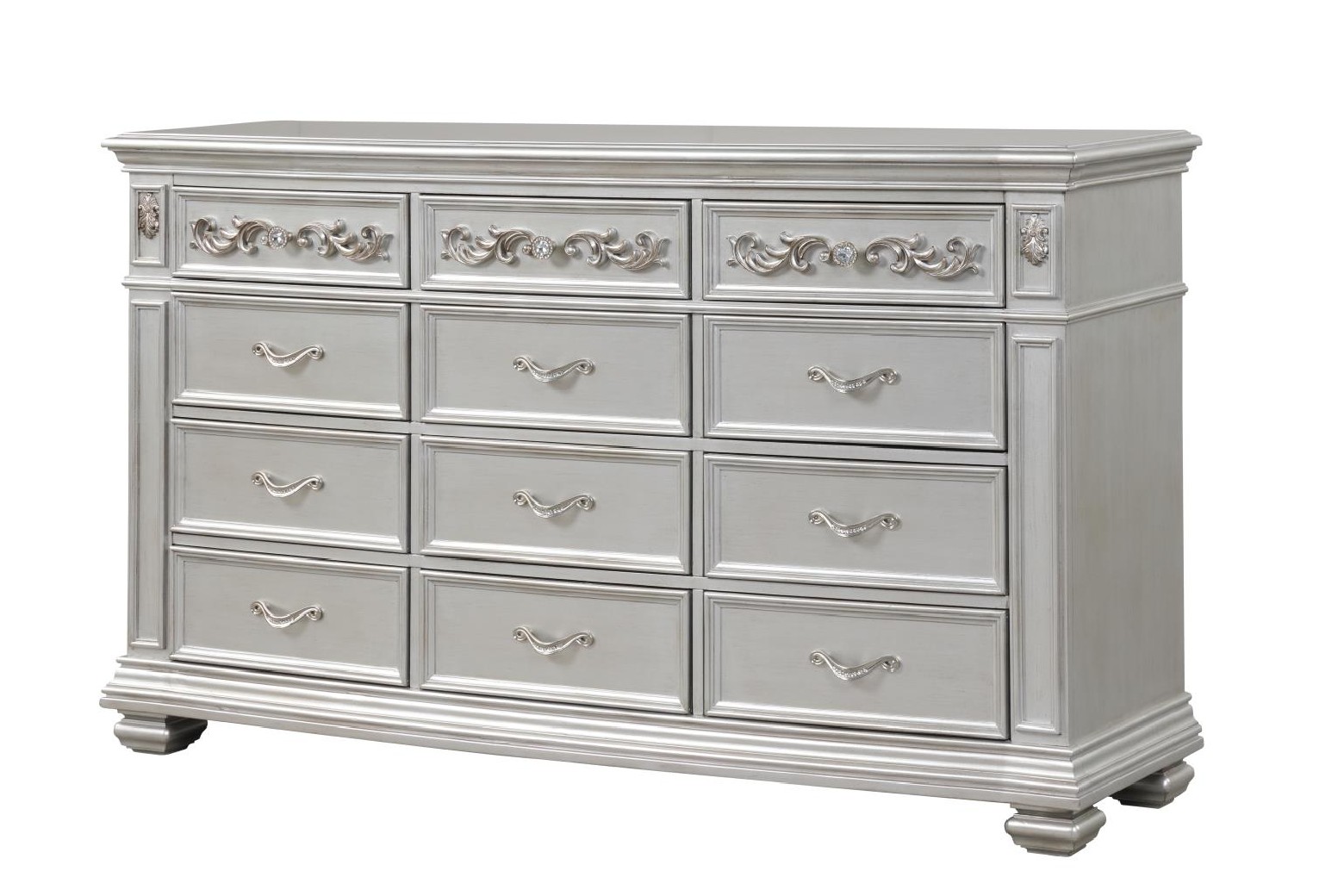 Valentina Silver Queen Bed Traditional Style Collection By Cosmos Furniture