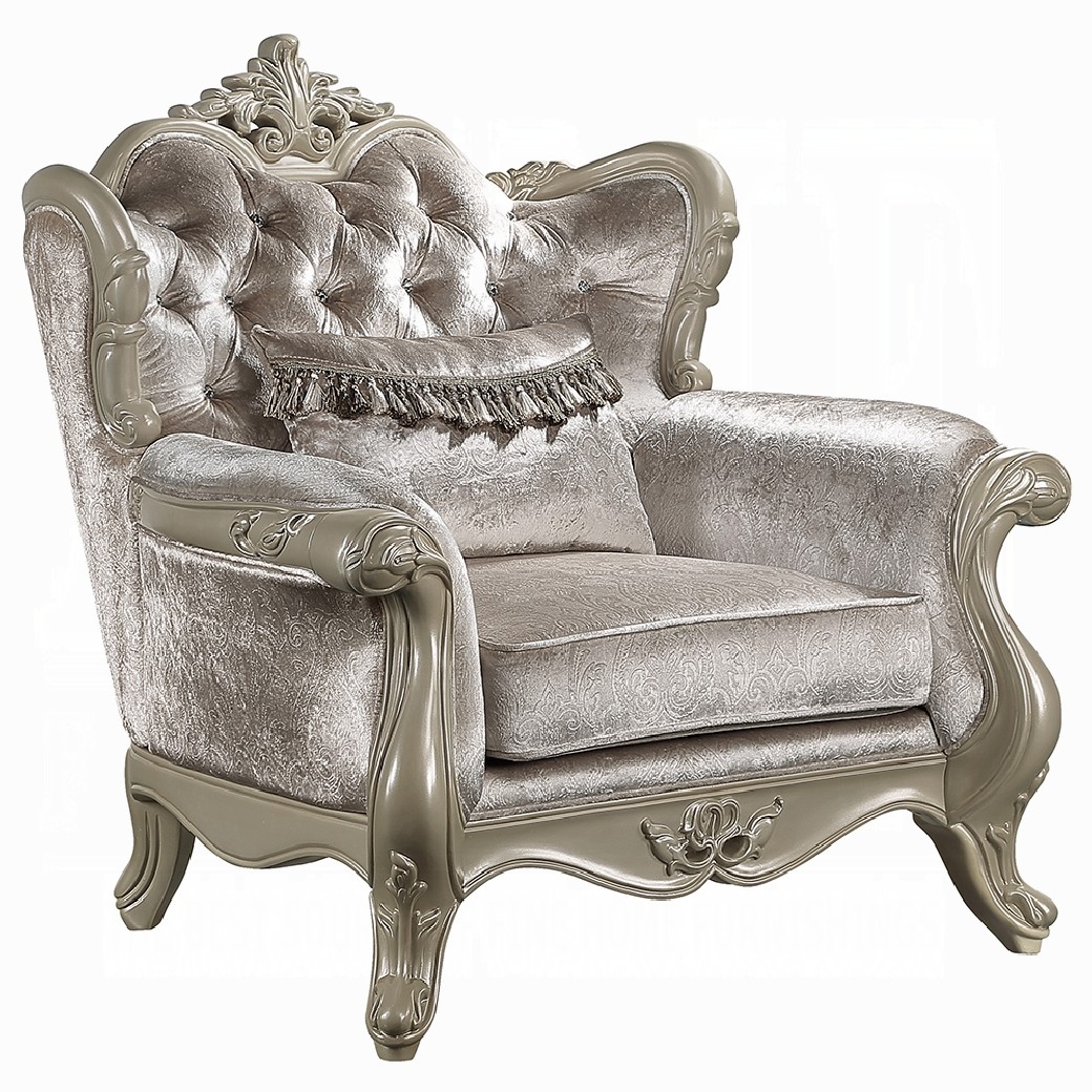 LV03820 Living Room Beige Fabric & Champagne Finish Libertee Collection ...