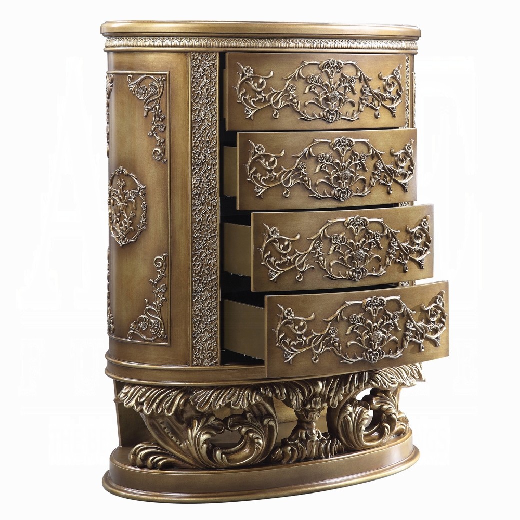 BD00475 Chest Victorian Style Brown & Gold Finish By Acme Furniture