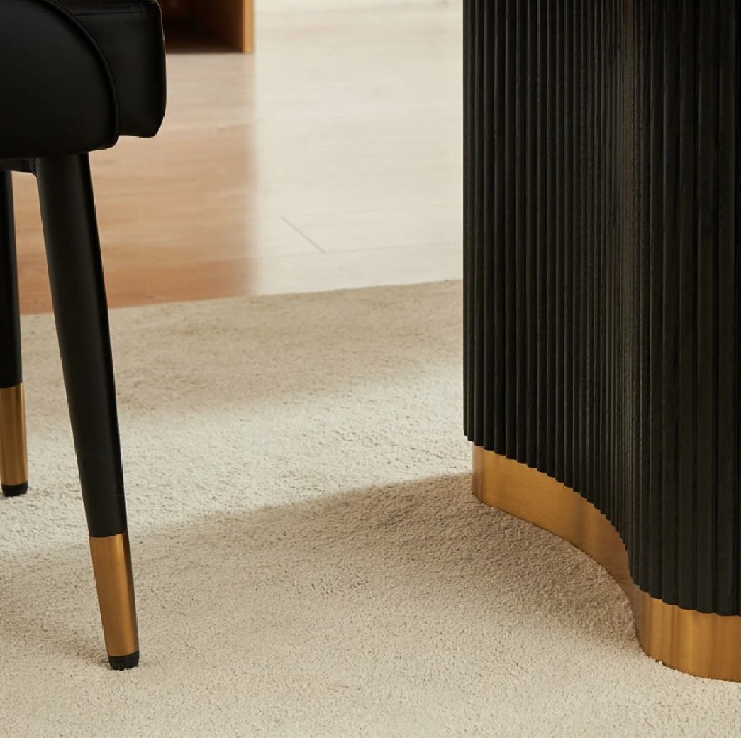 DT0227 7PC Dining Set Modern Style Black MDF Panel & Ripple Legs by ...
