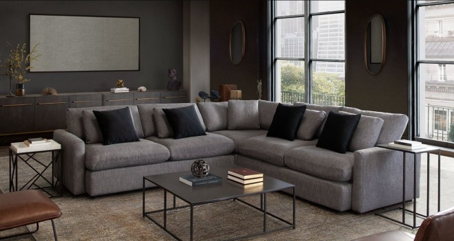 Arcadia Collection 3PC contemporary and modern Sectional in Grey fabric ...