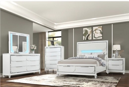 B8088 5PC Queen Size Bedroom Set Collection White Finish by McFerran ...