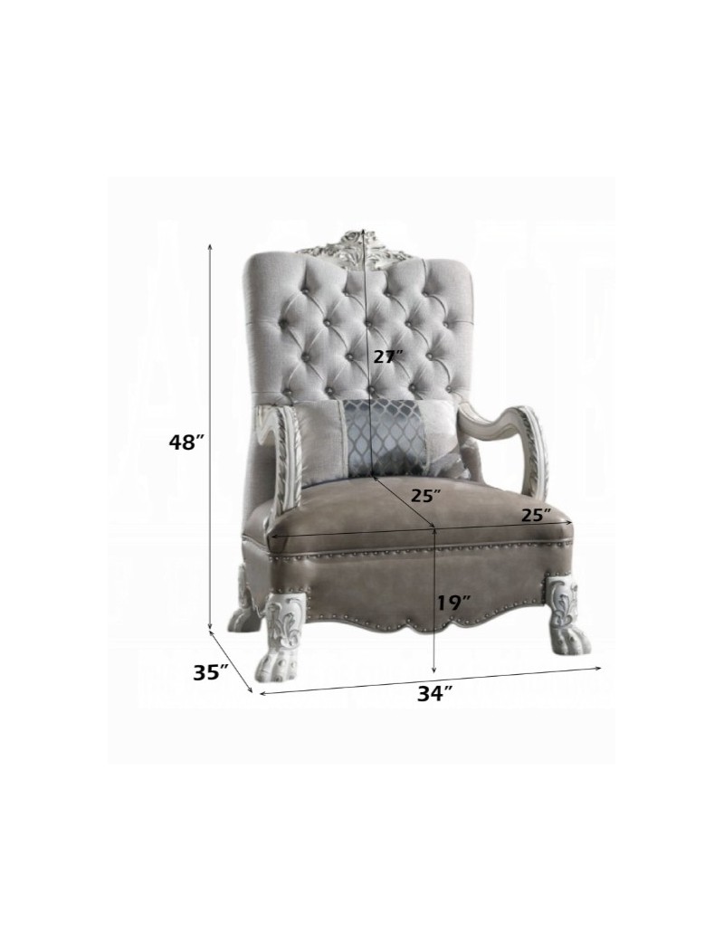 LV02246 Chair W/Pillow bone white finish Dresden Collection By Acme ...