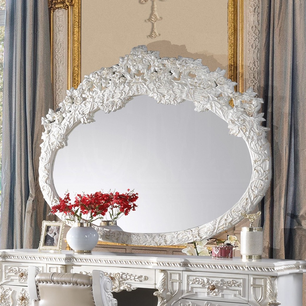 BD 00671 Lavish Classic Beige PU & Antique White Finish Bedroom ...